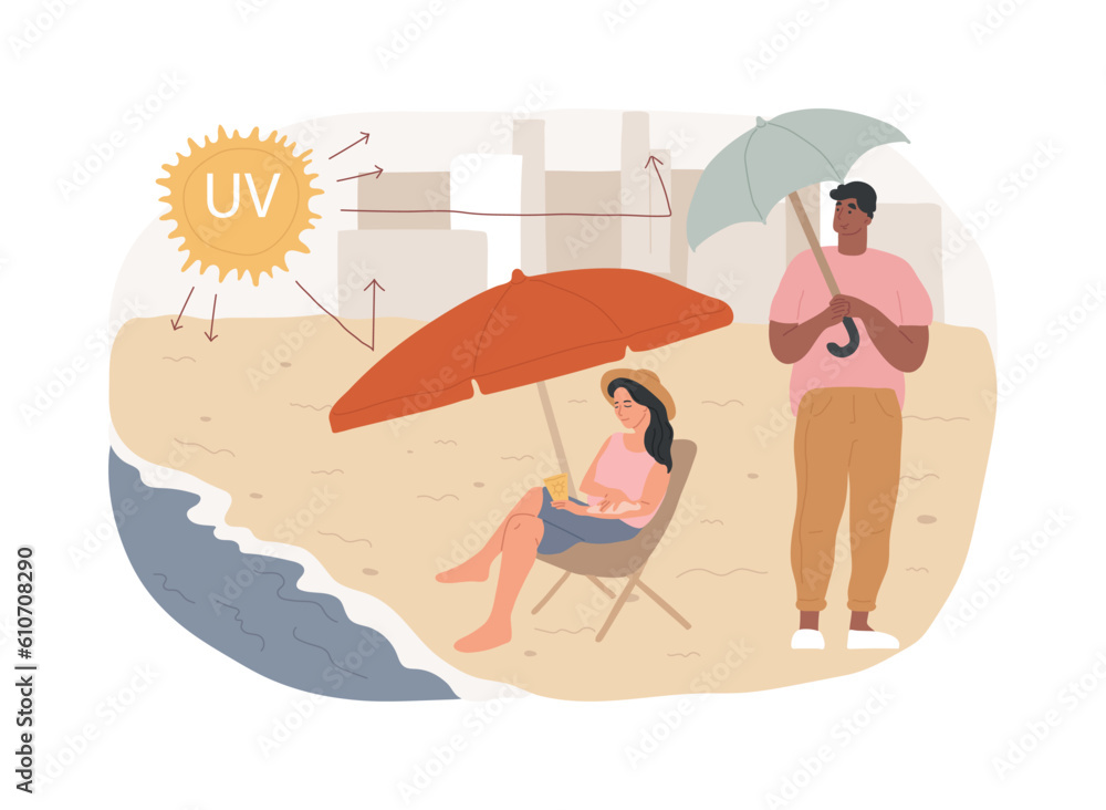 Ultraviolet radiation isolated concept vector illustration. Radiation protection, ozone layer ...