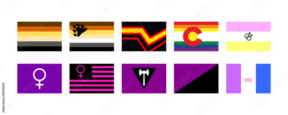 Set of lgbtq flags. LGBT Pride Month illustrations, LGBTQ concept ...