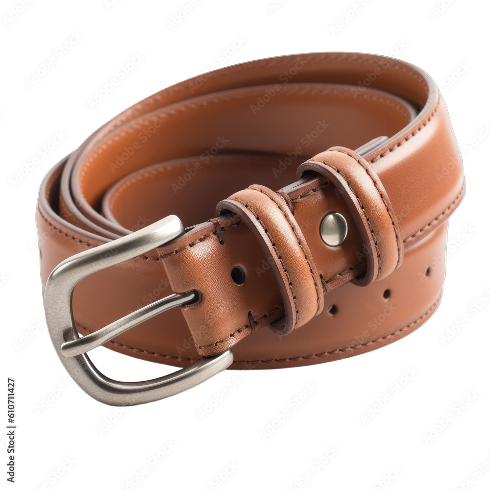 Premium light brown leather belt on a transparent background ...
