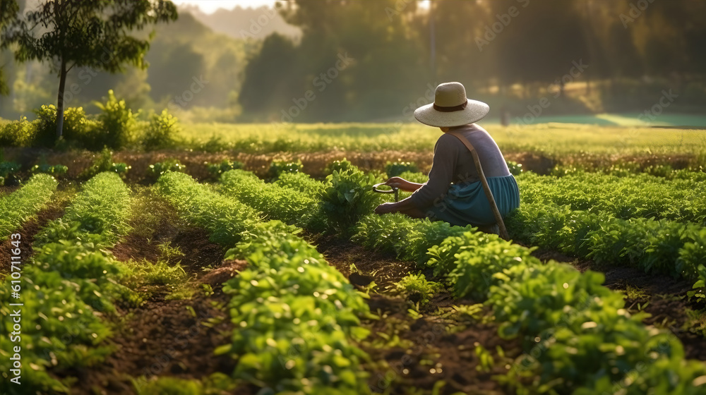Sustainable Agriculture - A farmer in a field using eco-friendly ...