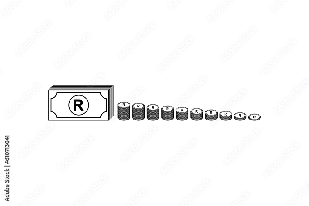 South Africa Currency Symbol, The South Africa Rand Icon, ZAR Sign ...