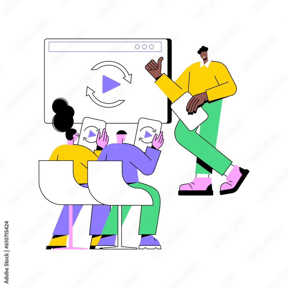 Synchronized access isolated cartoon vector illustrations. Group of ...