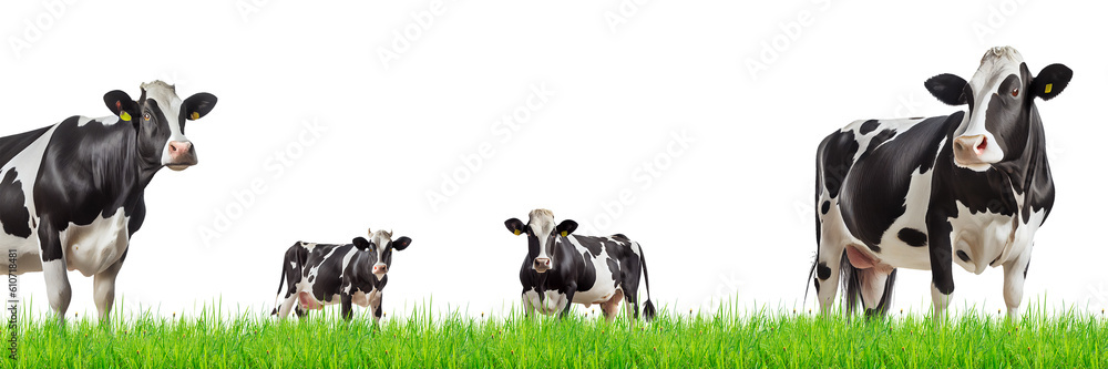 Cow in green grass on transparent background (png) Stock Illustration ...