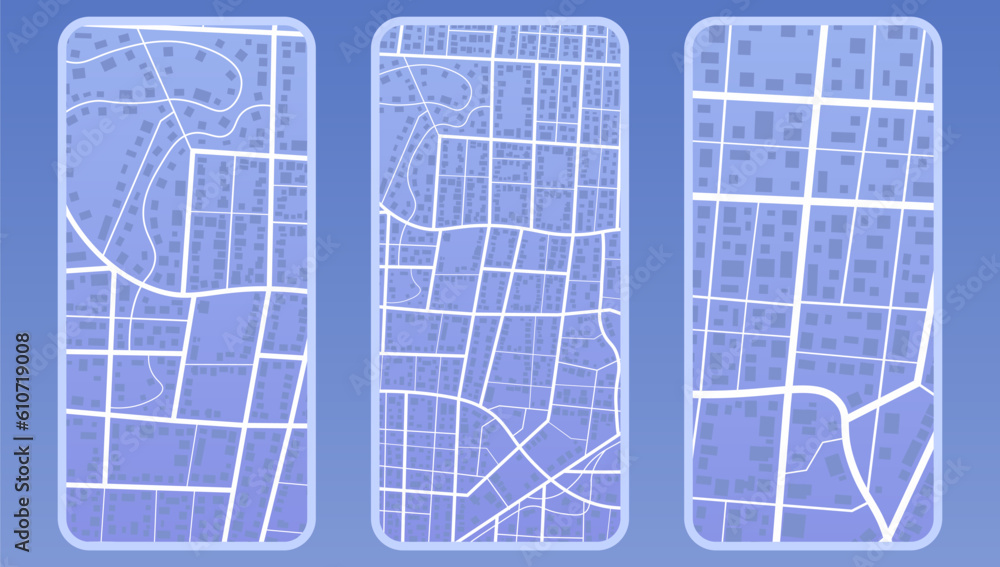 Decorative graphic tourist map of territory. Smartphone map application ...