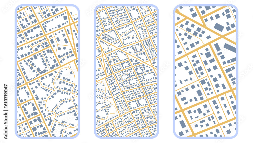Decorative graphic tourist map of territory. Smartphone map application ...