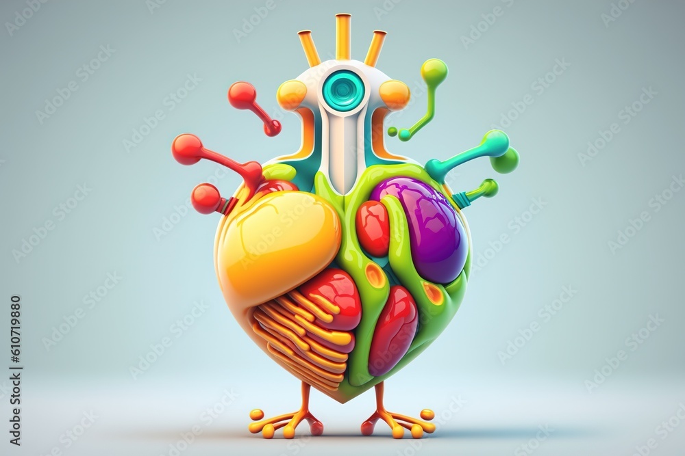 Heart. Cute cartoon healthy human anatomy internal organ character set ...