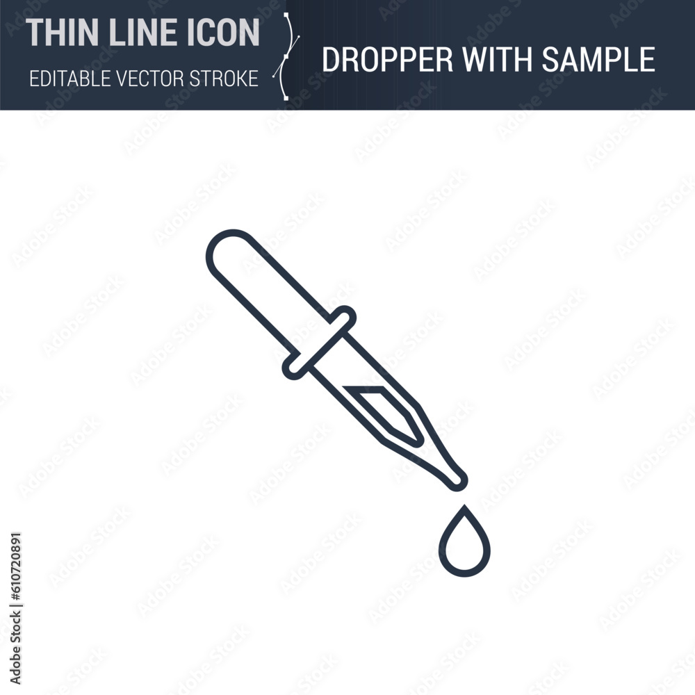 Symbol of Dropper with Sample. Thin Line Icon of Biochemistry and ...