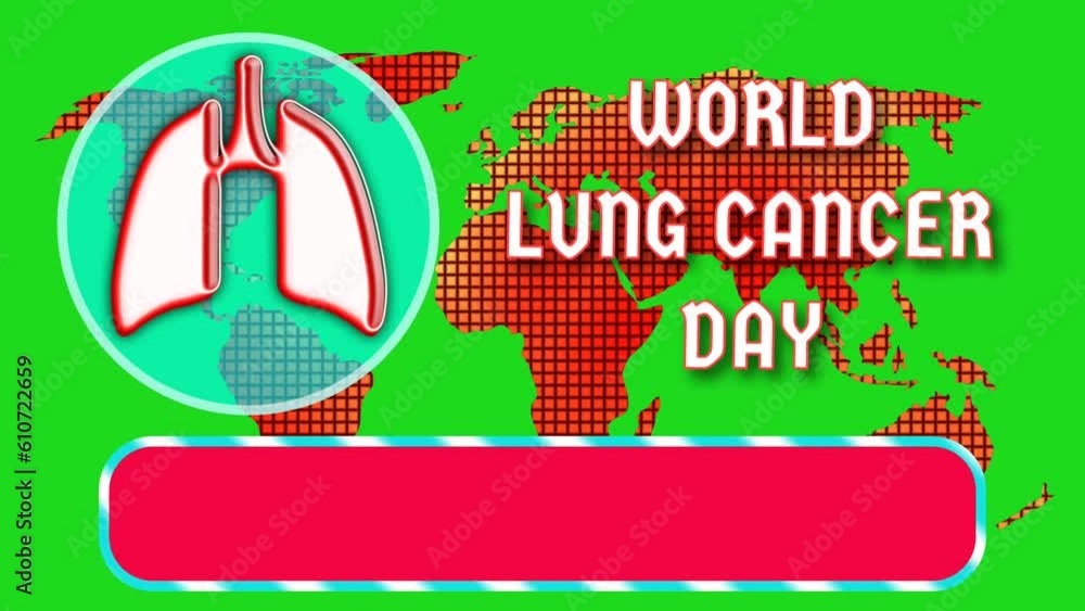 world map and lungs icon on green screen. concept for world lung cancer ...