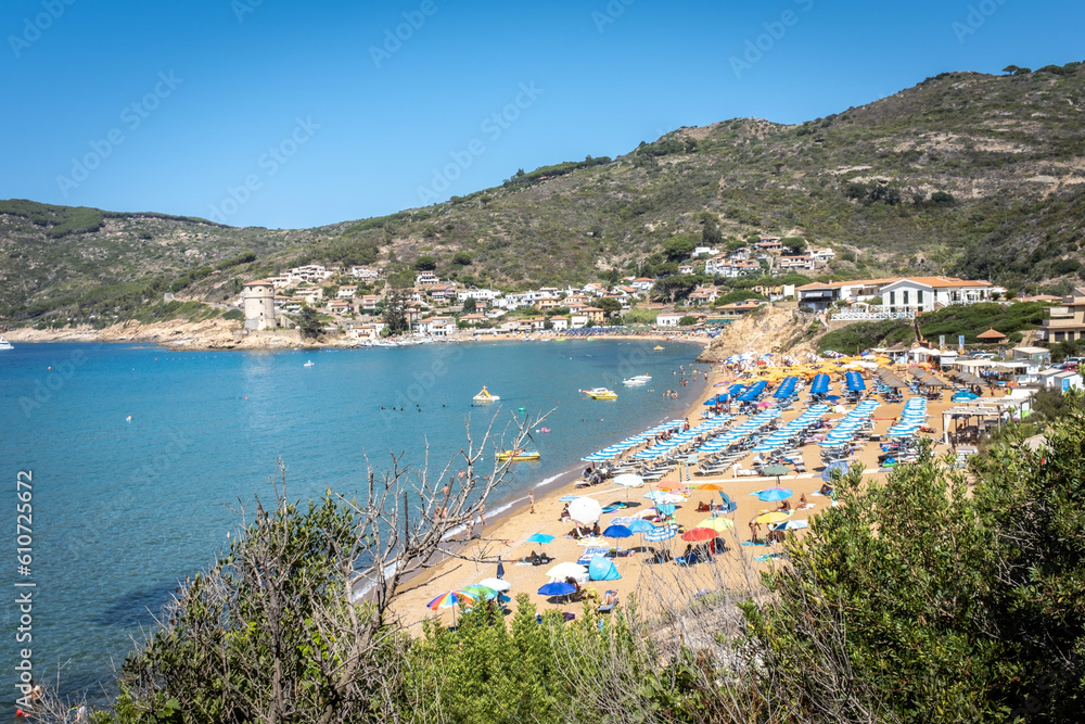 La spiaggia di Giglio Campese sull'Isola del Giglio in Toscana Stock Photo | Adobe Stock