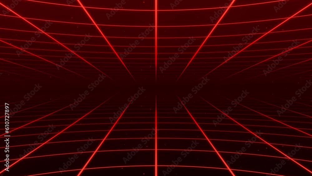Abstract retro synthwave grid loop animation background 3d render ...