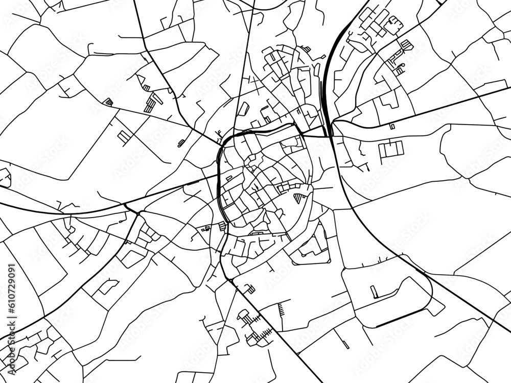 Vector road map of the city of Tongeren in Belgium on a white ...