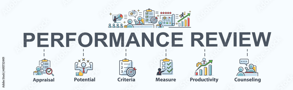 Performance review banner web icon for employee job performance ...