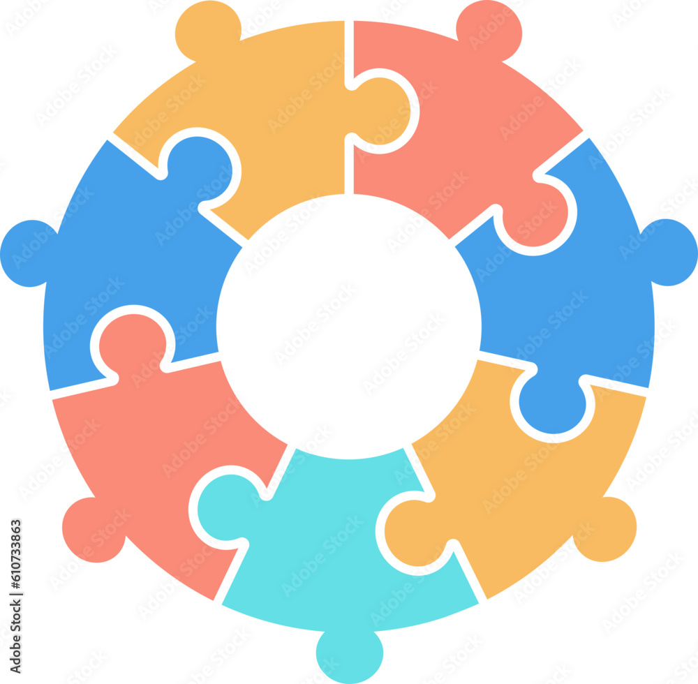 Infographic Pie Flow Chart Jigsaw Cycle Diagram 7 Sections Stock ベクター ...