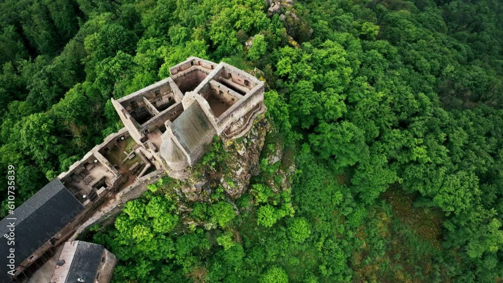 Aerial view of Aggstein Castle - Austria Aggstein sits high above the ...