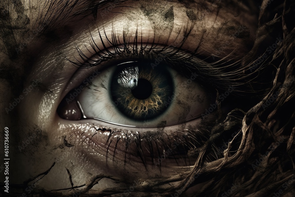 creepy hyper realistic disturbed eye close up created by generative AI ...