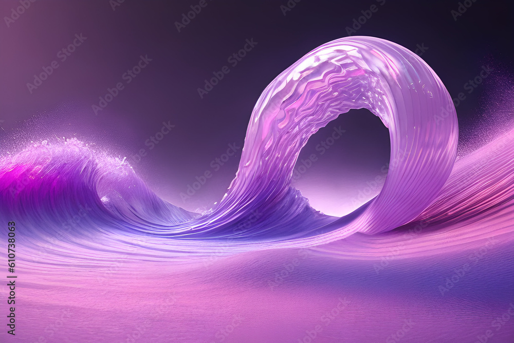 3d rendering, pink and purple light wave, photorealistic, clear focus ...