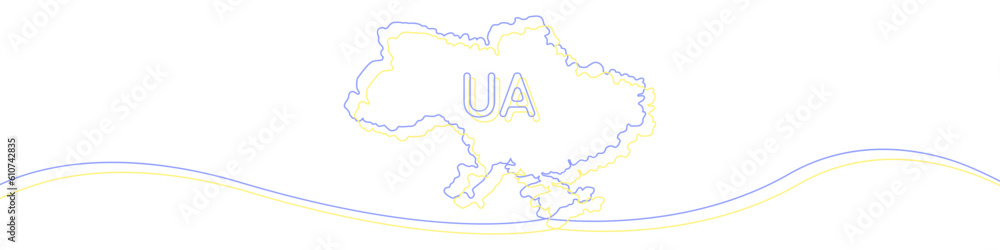 Map of Ukraine line continuous drawing vector. One line Map of Ukraine ...