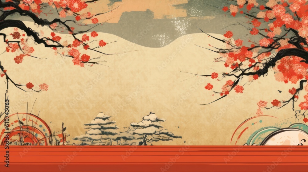 Japan Style Wallpaper Background Stock Illustration | Adobe Stock
