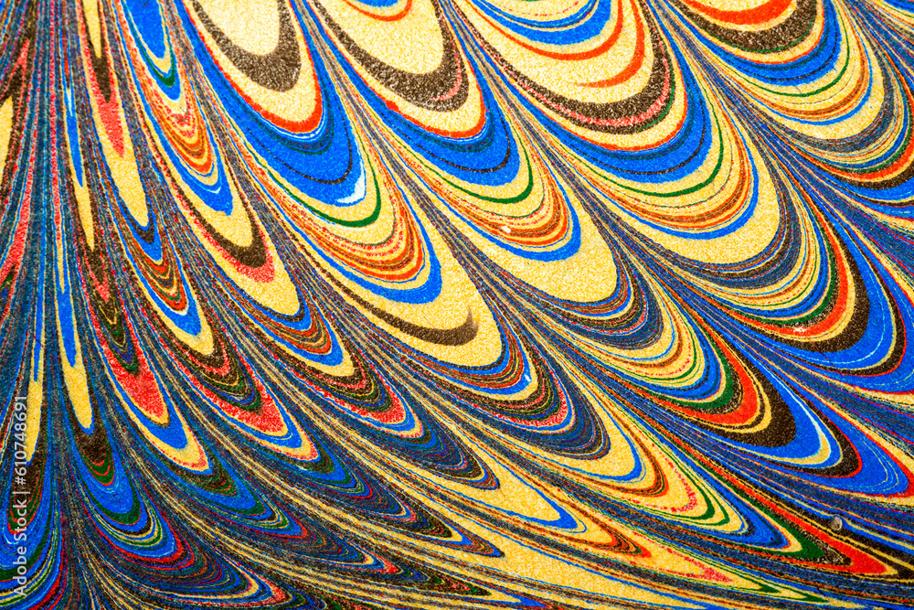 Ebru art. Traditional Turkish Ebru technique. Painting on water ...