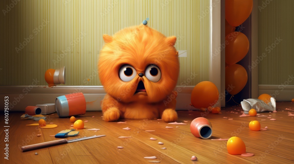 Generating AI illustration of a weird monster, Cartoon characters with ...