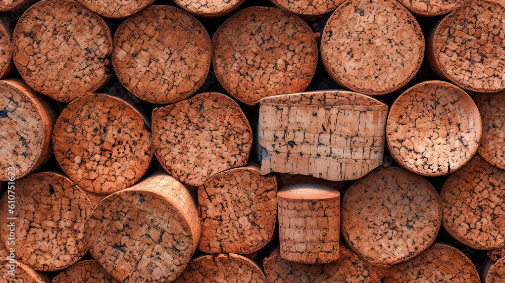 A collection of cork wood blocks serving as a background or desktop ...