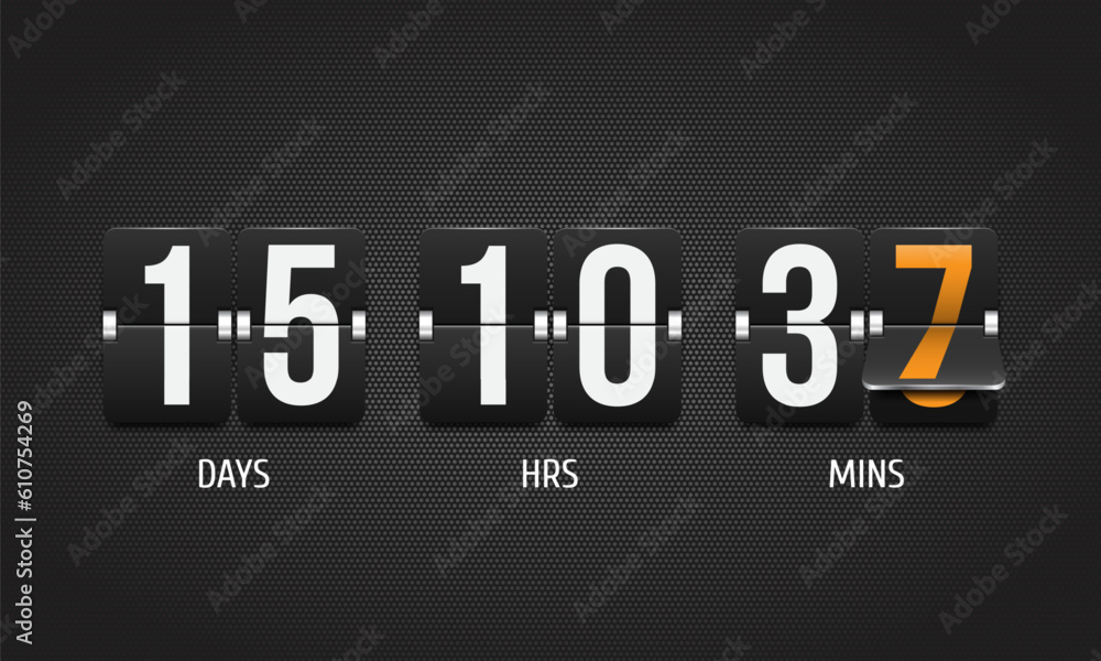 Vetor de Mechanical scoreboard with flip symbols. Countdown timer ...