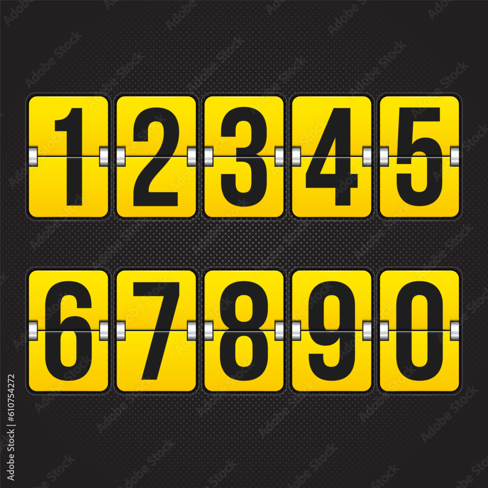 Set of numbers on a mechanical scoreboard. Vector template for your ...