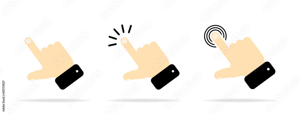 Hand pointer icon. Finger click. Pointer click. Cursor arrow icon ...