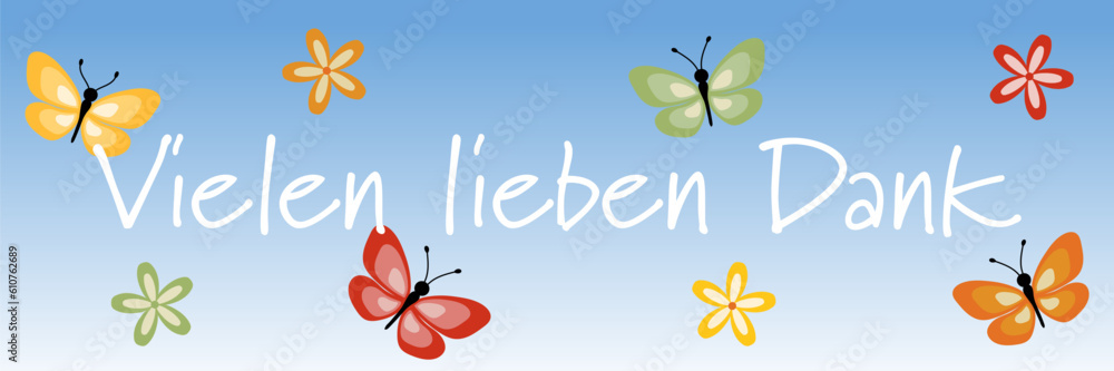 Vielen lieben Dank - Schriftzug in deutscher Sprache. Danksagungsbanner ... Vielen lieben Dank - Schriftzug in deutscher Sprache. Danksagungsbanner ...
