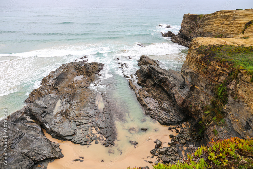 Beautiful cliffs with beautiful rocks and brave Atlantic Ocean Stock ...