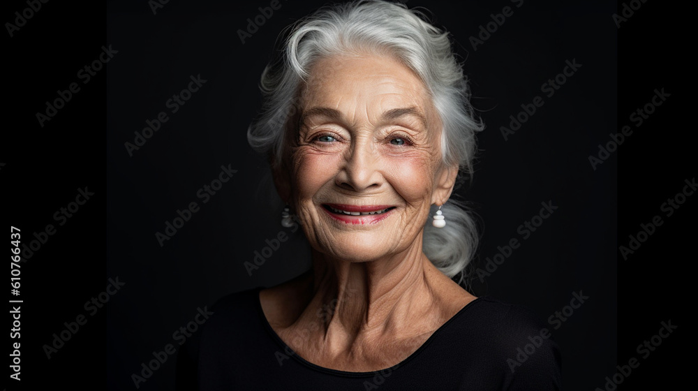 An ageless beauty with a radiant smile, wearing a classy and timeless ...