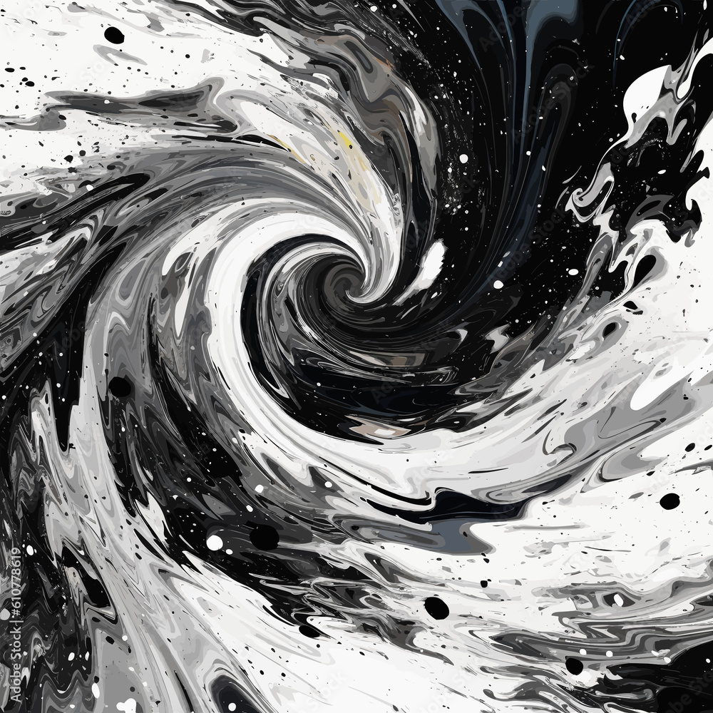 white and black abstract picture with waves, in the style of ...