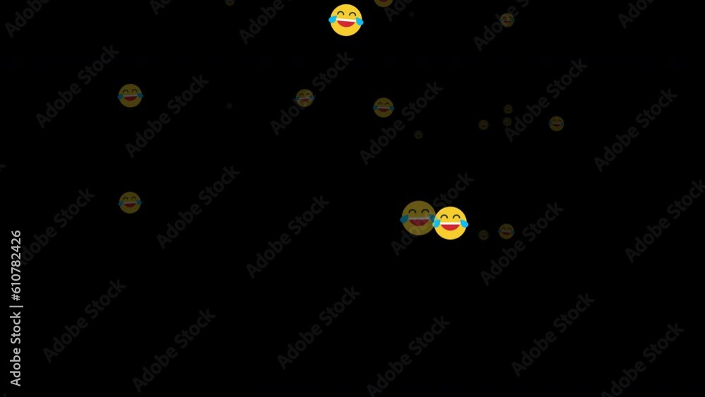 Laughing emojis alpha channel video. Laughter face floating upwards ...