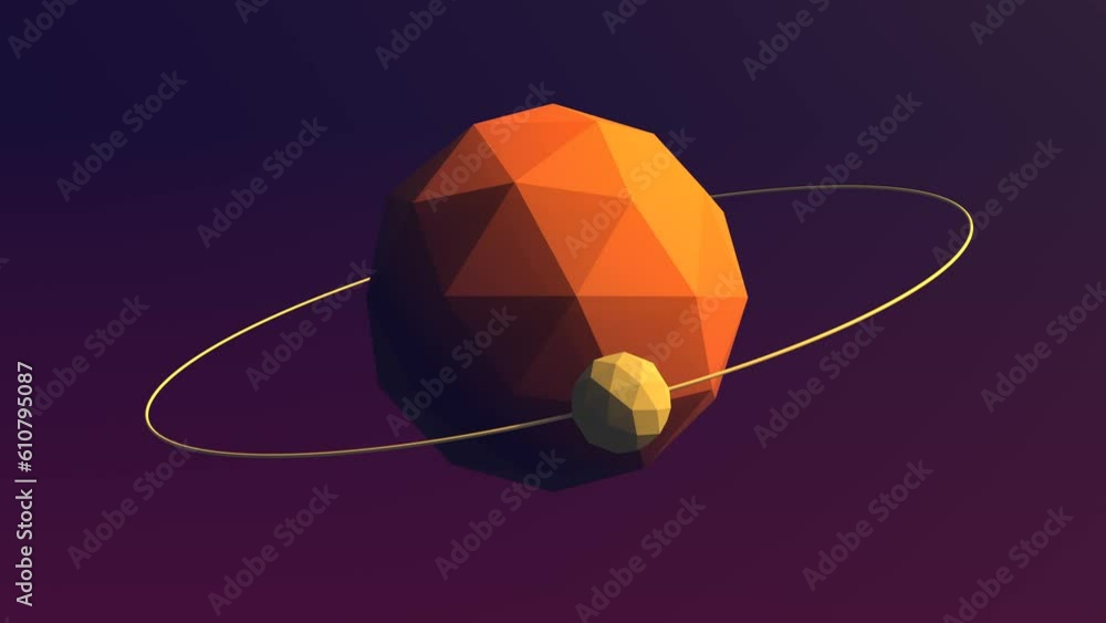 astronomy and space low poly background 3d animation loop. planetary ...