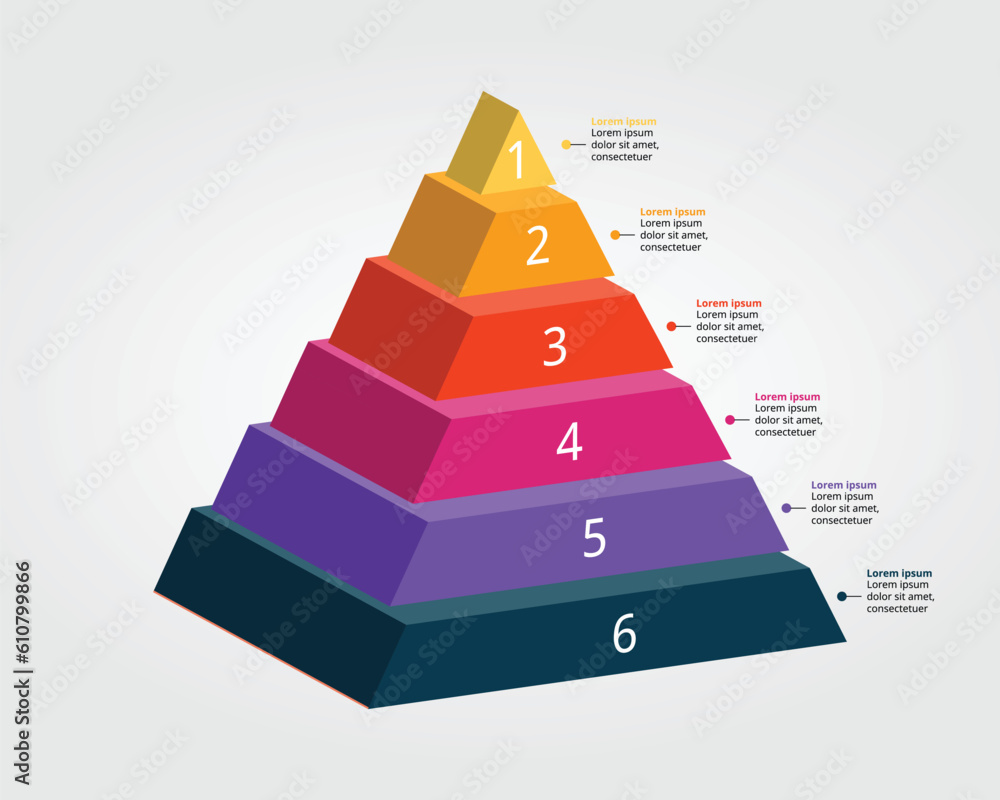 pyramid chart template for infographic for presentation for 6 element ...
