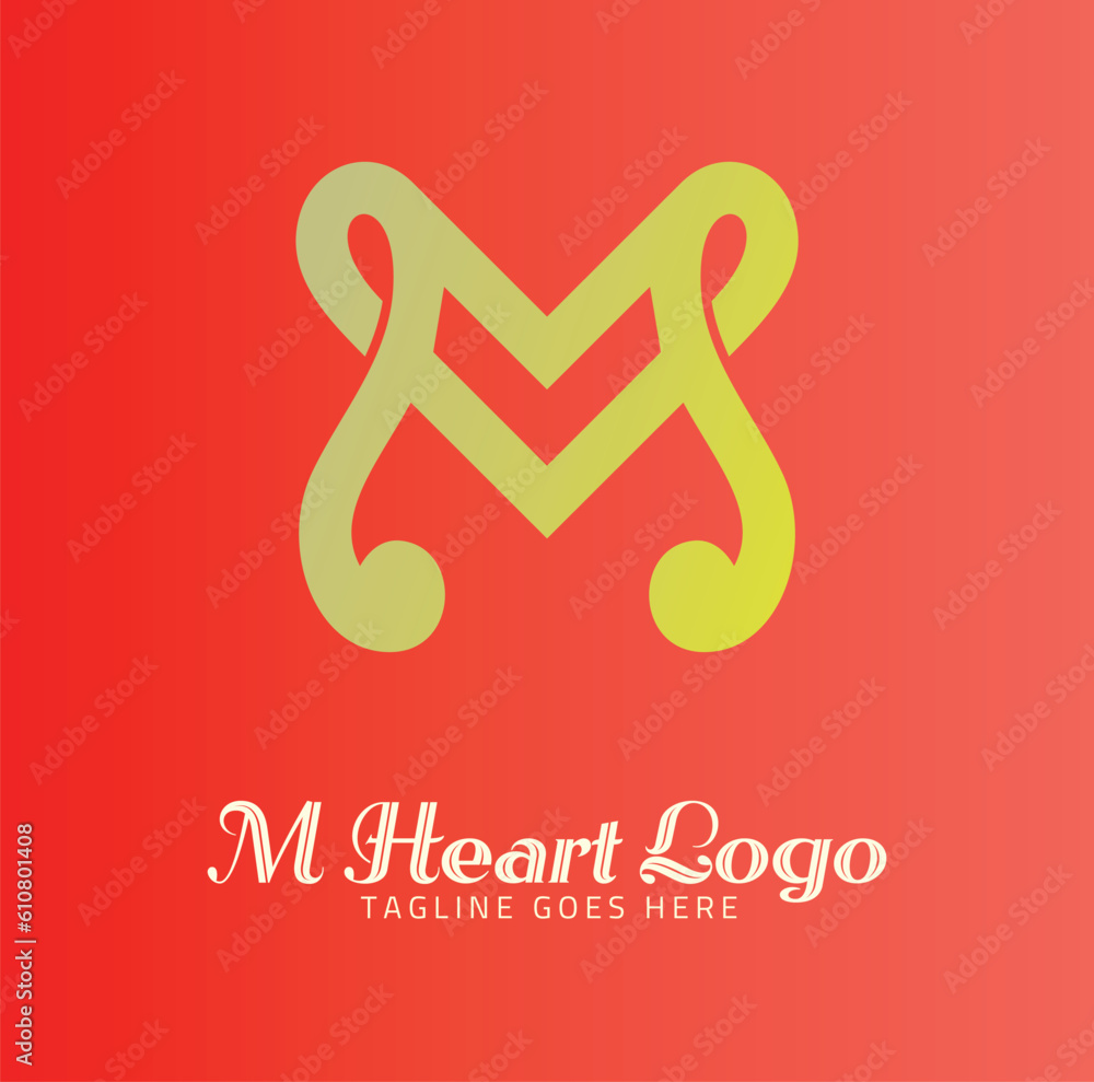m heart logo design, a yellow and green logo, a logo with a letter m ...