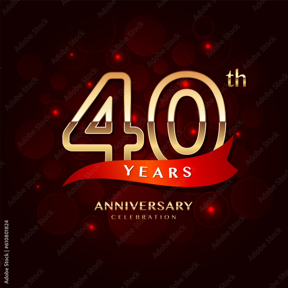 40th year anniversary celebration logo design with a golden number and ...