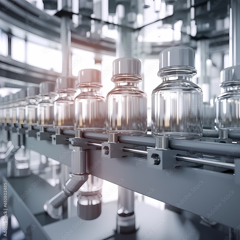 3D Render. COVID-19 mRNA vaccine production platform. Pharmaceutical ...