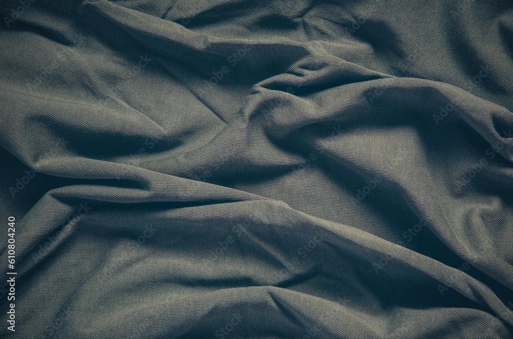 Wrinkled fabric texture. Close-up of soft cotton cloth, may be used as ...