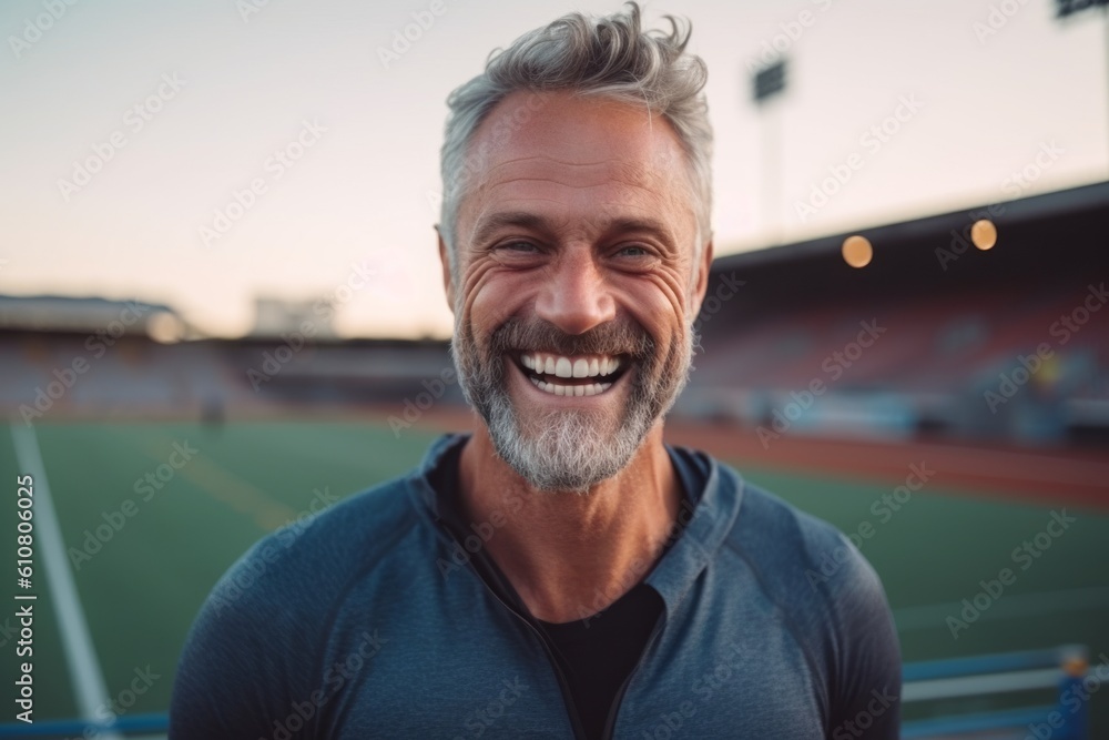 Medium shot portrait photography of a grinning man in his 50s that is ...
