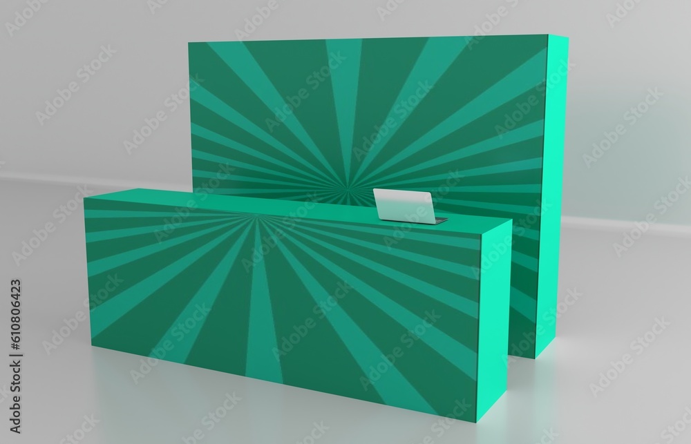 Side view of a registration stand. Mockup for events, exhibitions and ...