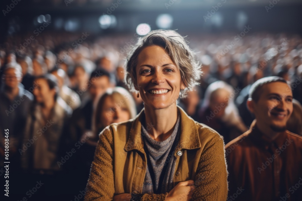 Medium shot portrait photography of a pleased woman in her 40s that is ...