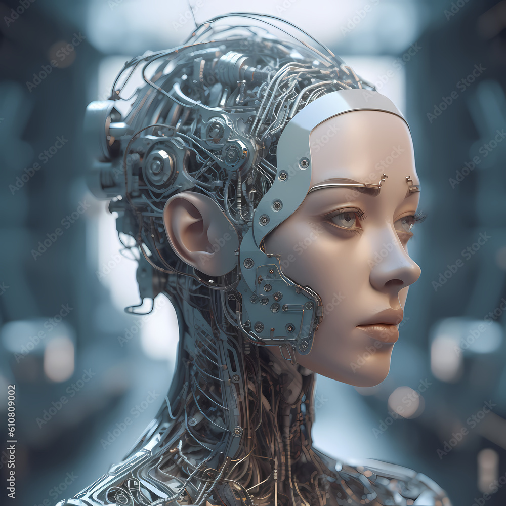 3D Render Artificial intelligence visualization, AI, KI, future, robot ...
