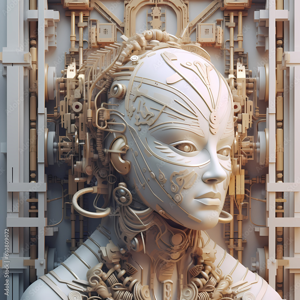 3D Render Artificial intelligence visualization, AI, KI, future, robot, brain, knowledge ...