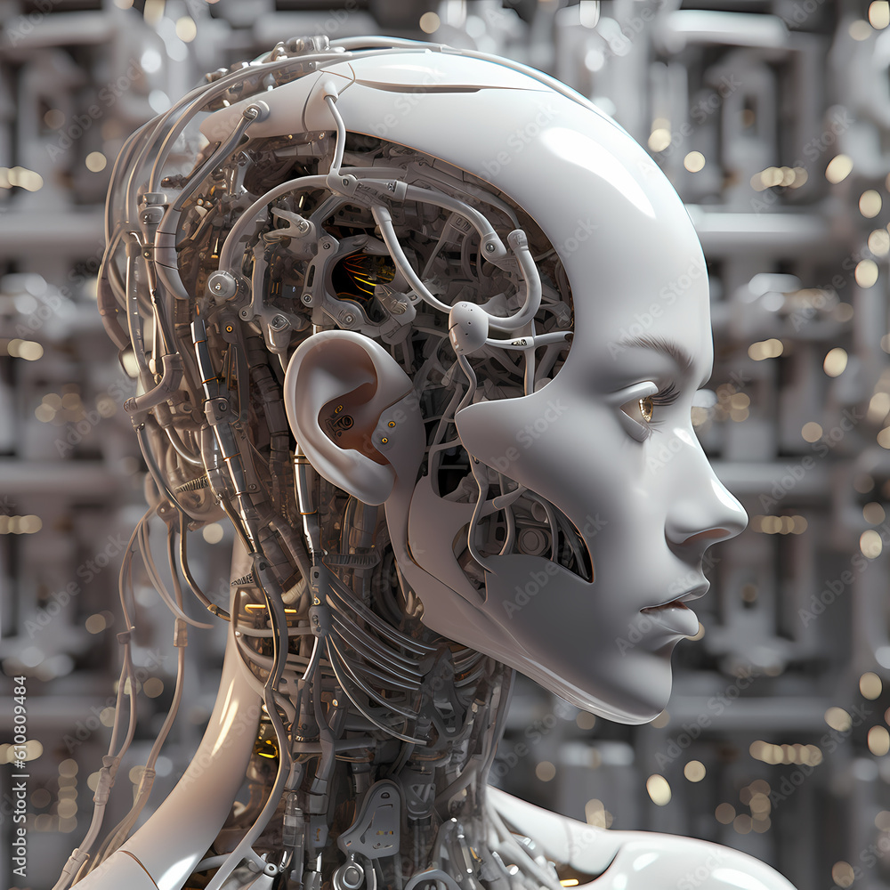 3D Render Artificial intelligence visualization, AI, KI, future, robot ...