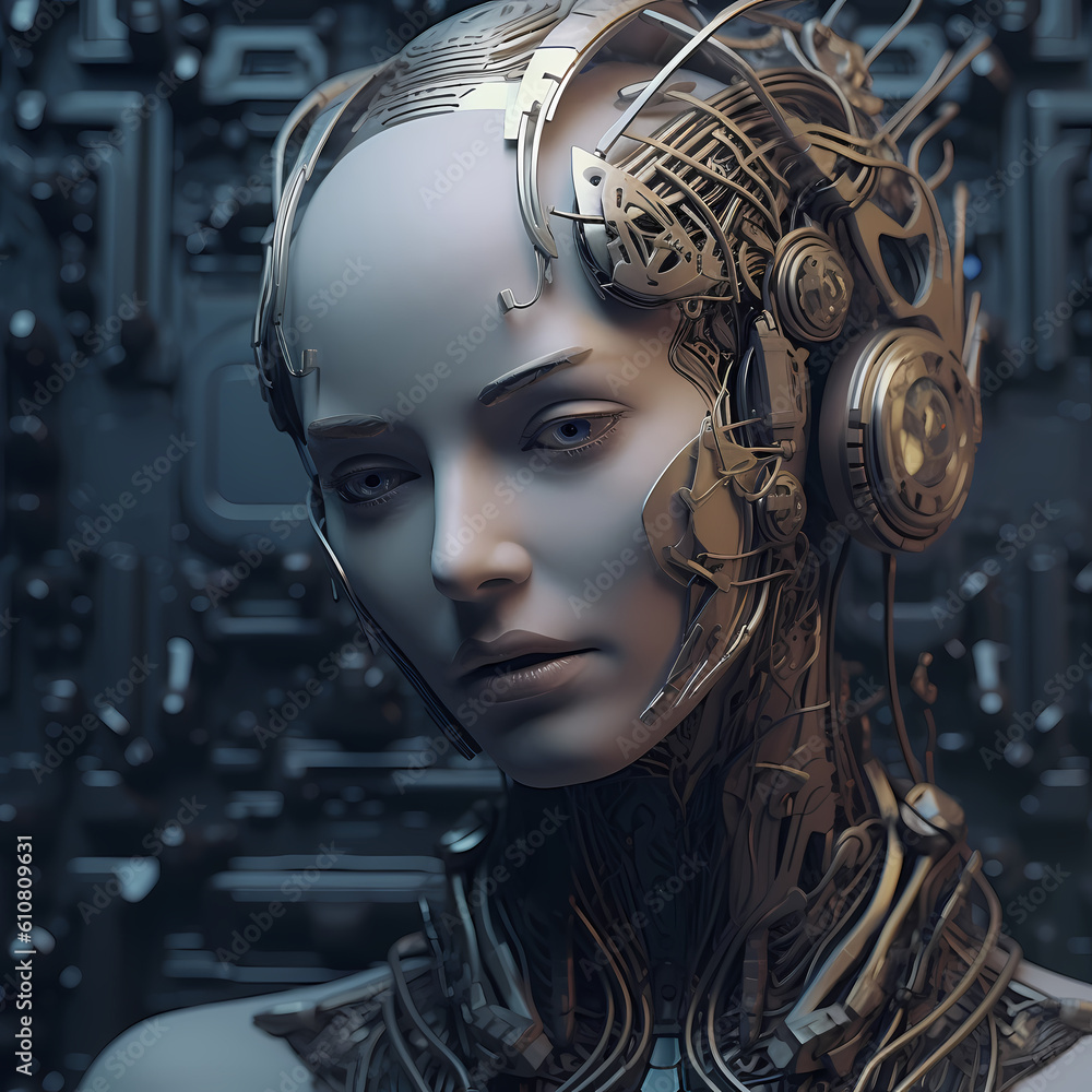 3D Render Artificial intelligence visualization, AI, KI, future, robot ...