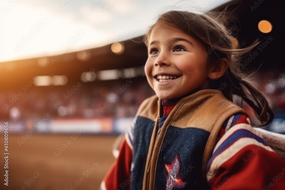 Medium shot portrait photography of a pleased child female that is ...