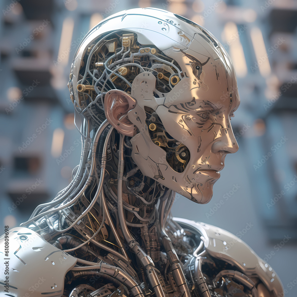 3D Render Artificial intelligence visualization, AI, KI, future, robot ...