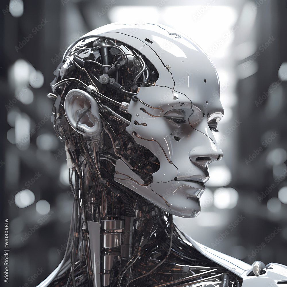 3D Render Artificial intelligence visualization, AI, KI, future, robot ...