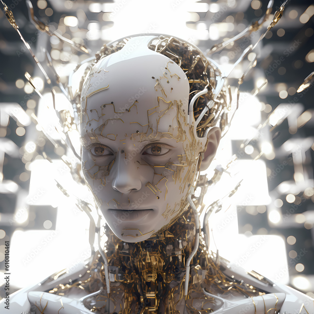 3D Render Artificial intelligence visualization, AI, KI, future, robot ...